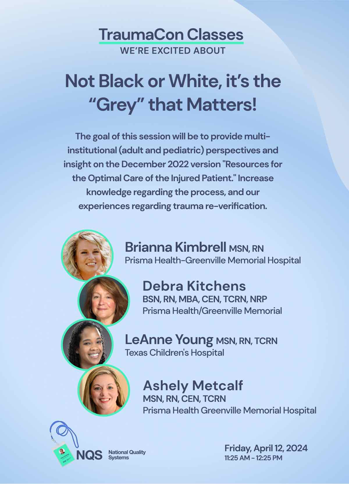 Data-driven trauma team performance: Classes we’re excited to attend – NQS